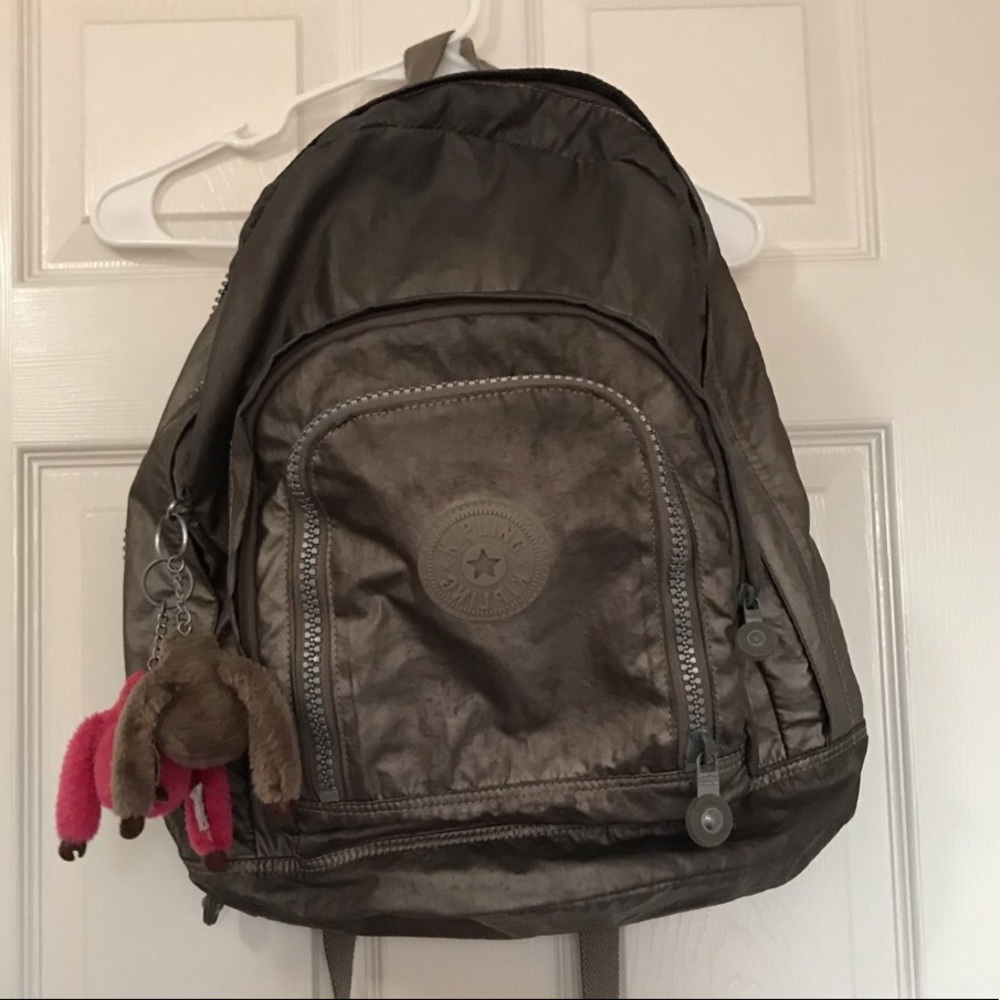 Kipling Gray Shiny Backpack - Gem